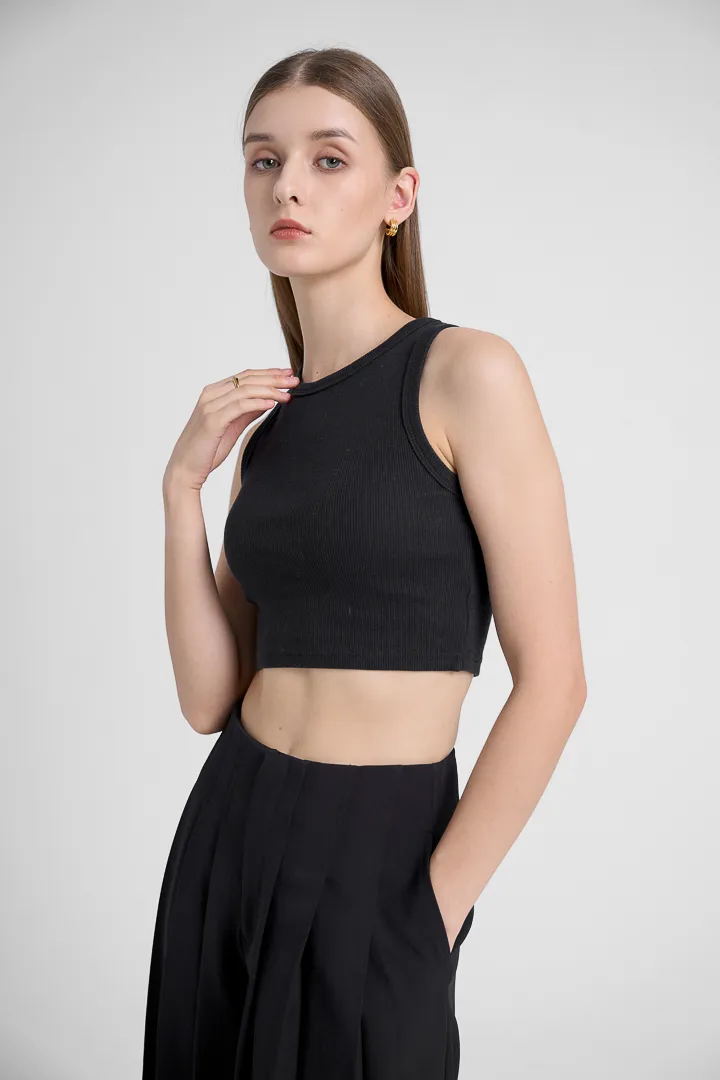 Classic Ribbed Crop Top - Black | MANICHIACHIA